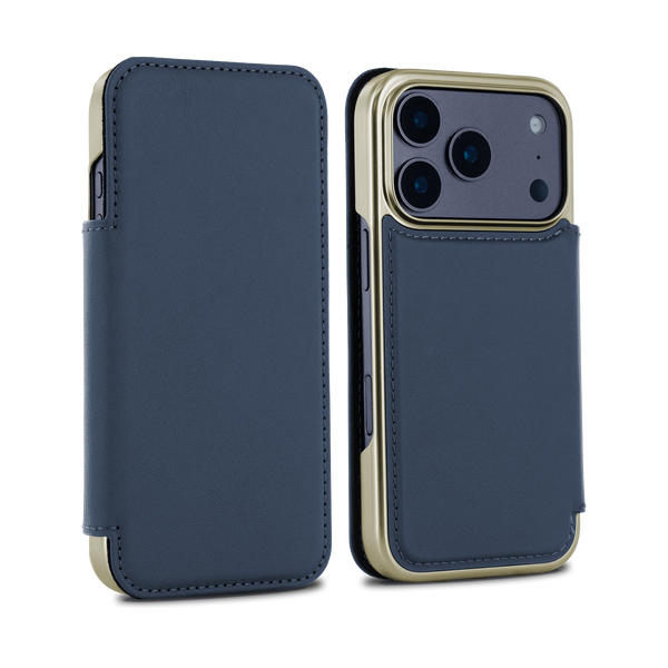 BLAKE Leather MagSafe Case for iPhone 17 Pro - Portofino (Navy) / Gold ...
